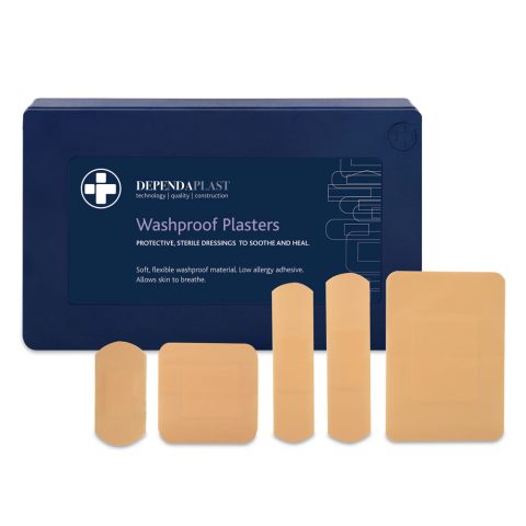 Dependaplast – Washproof Plasters – Assorted – Pale – Plastic Box of ...